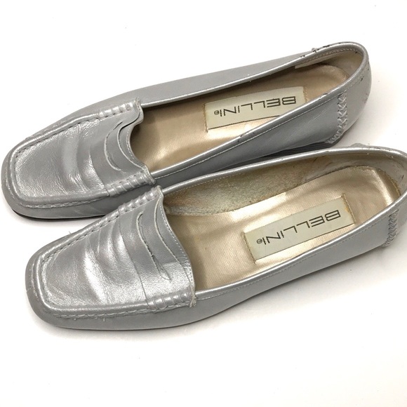 Bellini | Shoes | Vintage Bellini Metallic Silver Leather Loafer | Poshmark